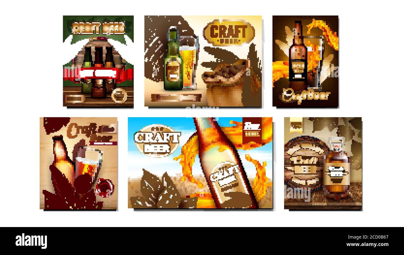 Beer Alcoholic Drink Promo Posters Set Vector Stock Vector Image & Art ...