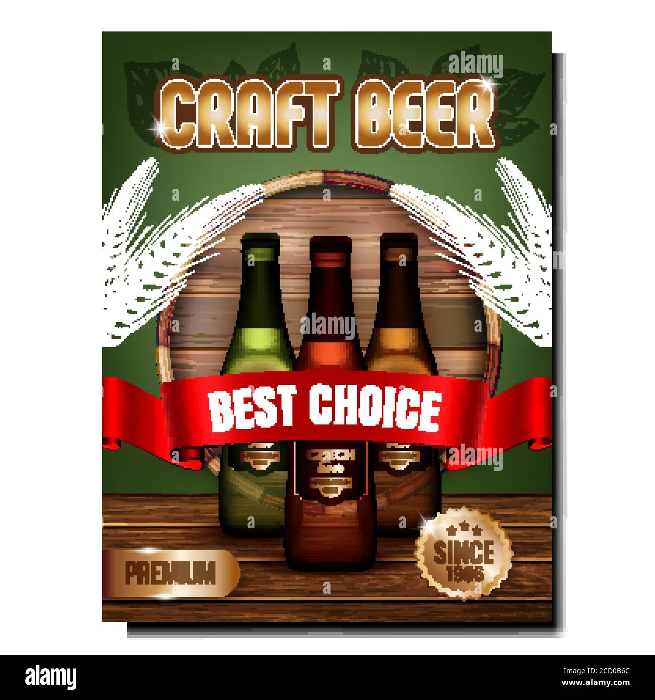 Beer Alcoholic Beverage Promotional Banner Vector Stock Vector Image ...