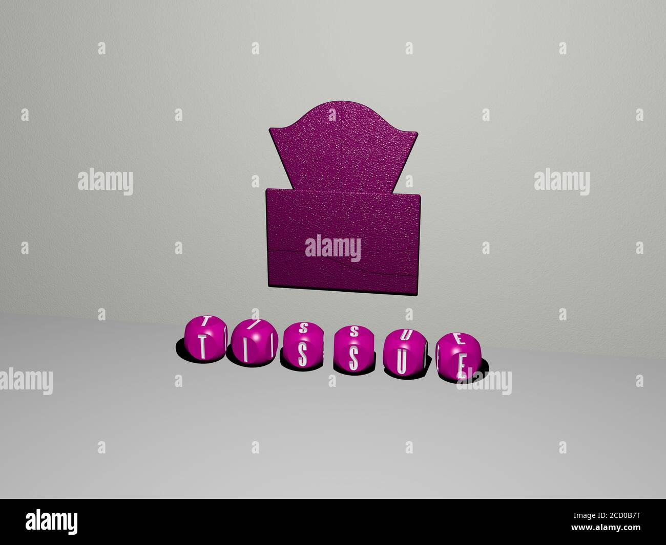 3D representation of TISSUE with icon on the wall and text arranged by ...