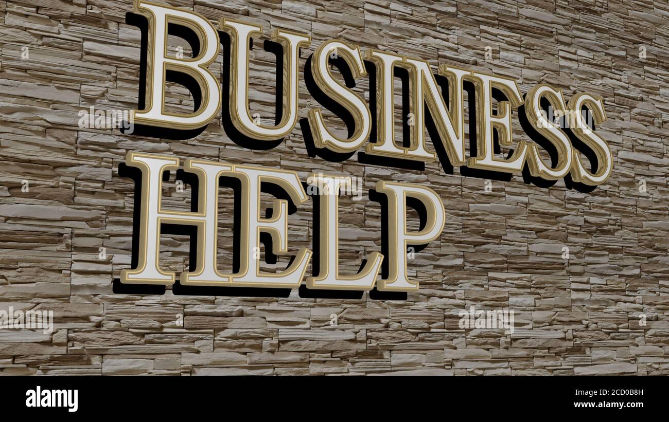 BUSINESS HELP text on textured wall, 3D illustration Stock Photo - Alamy