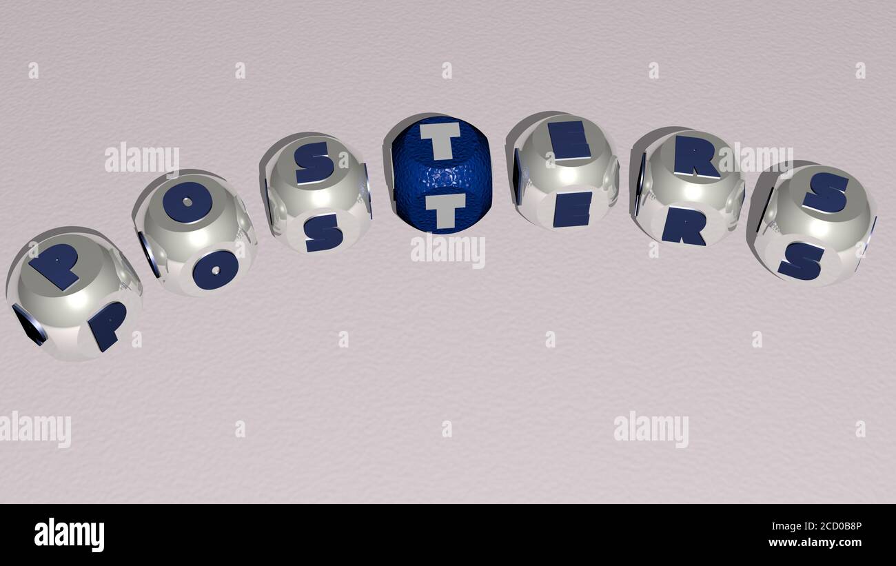 POSTERS curved text of cubic dice letters, 3D illustration Stock Photo ...