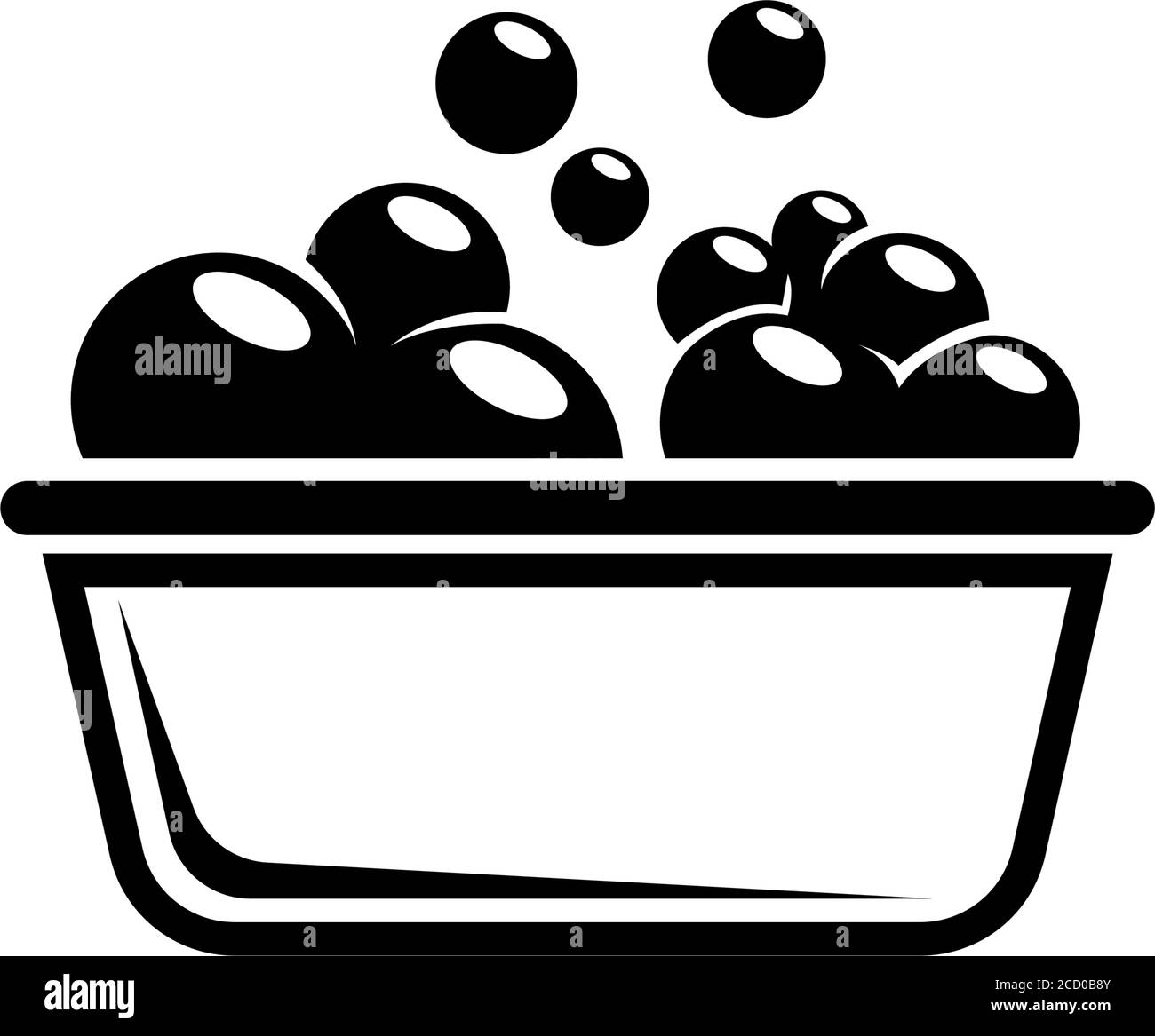 Bowl or Basin for Washing with Soap Bubbles. Flat Vector Icon ...
