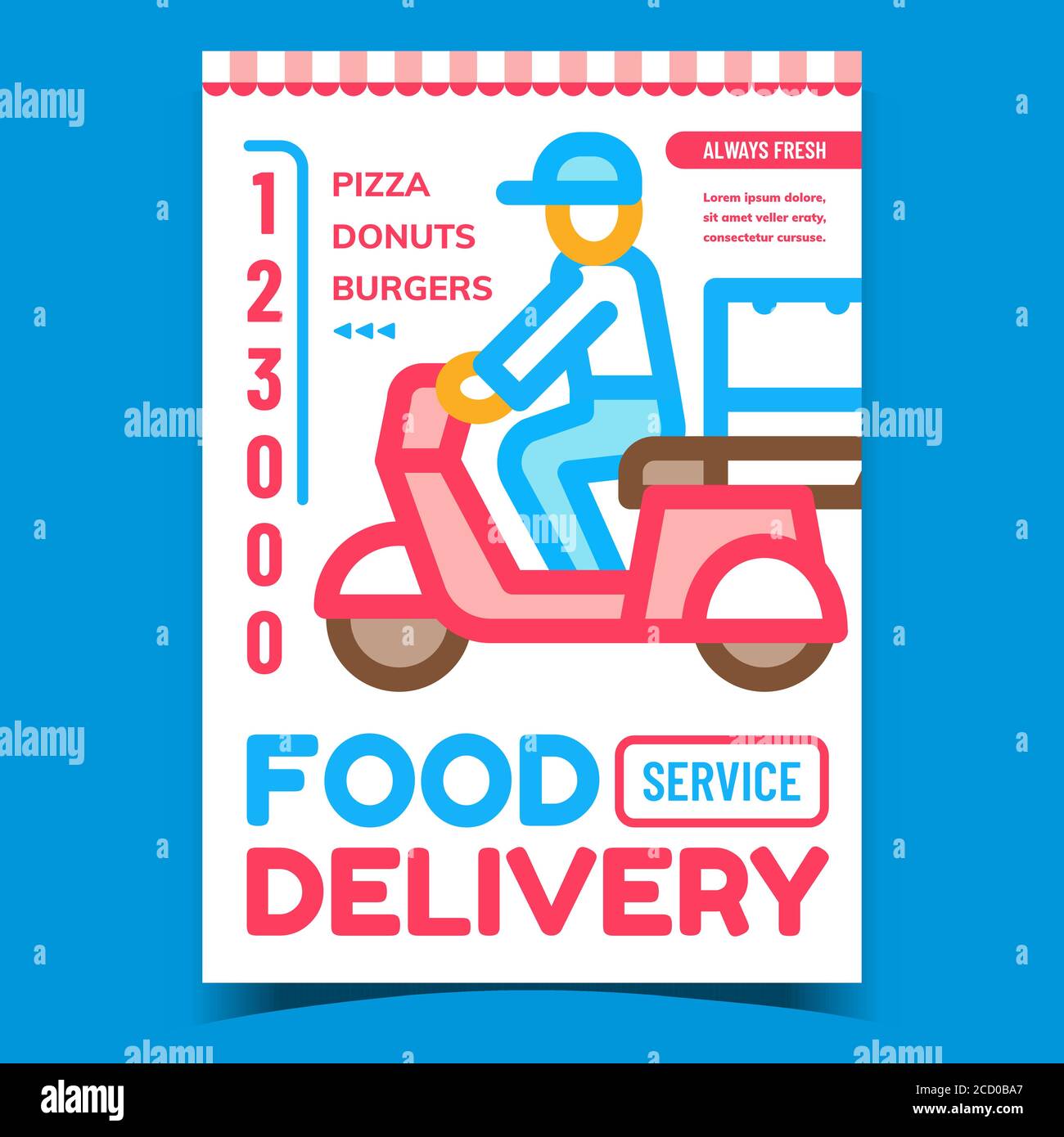 Food Delivery Service Advertising Poster Vector Stock Vector Image ...