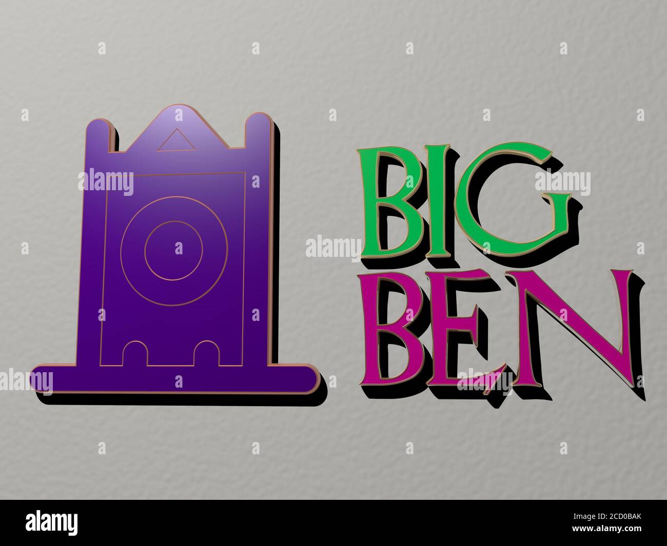 3D graphical image of BIG BEN vertically along with text built by ...