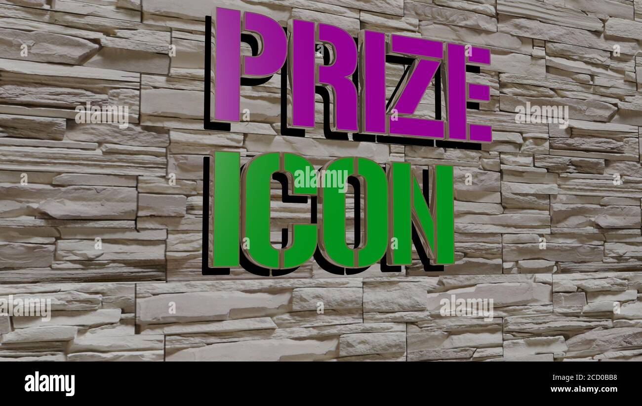 PRIZE ICON text on textured wall, 3D illustration Stock Photo - Alamy