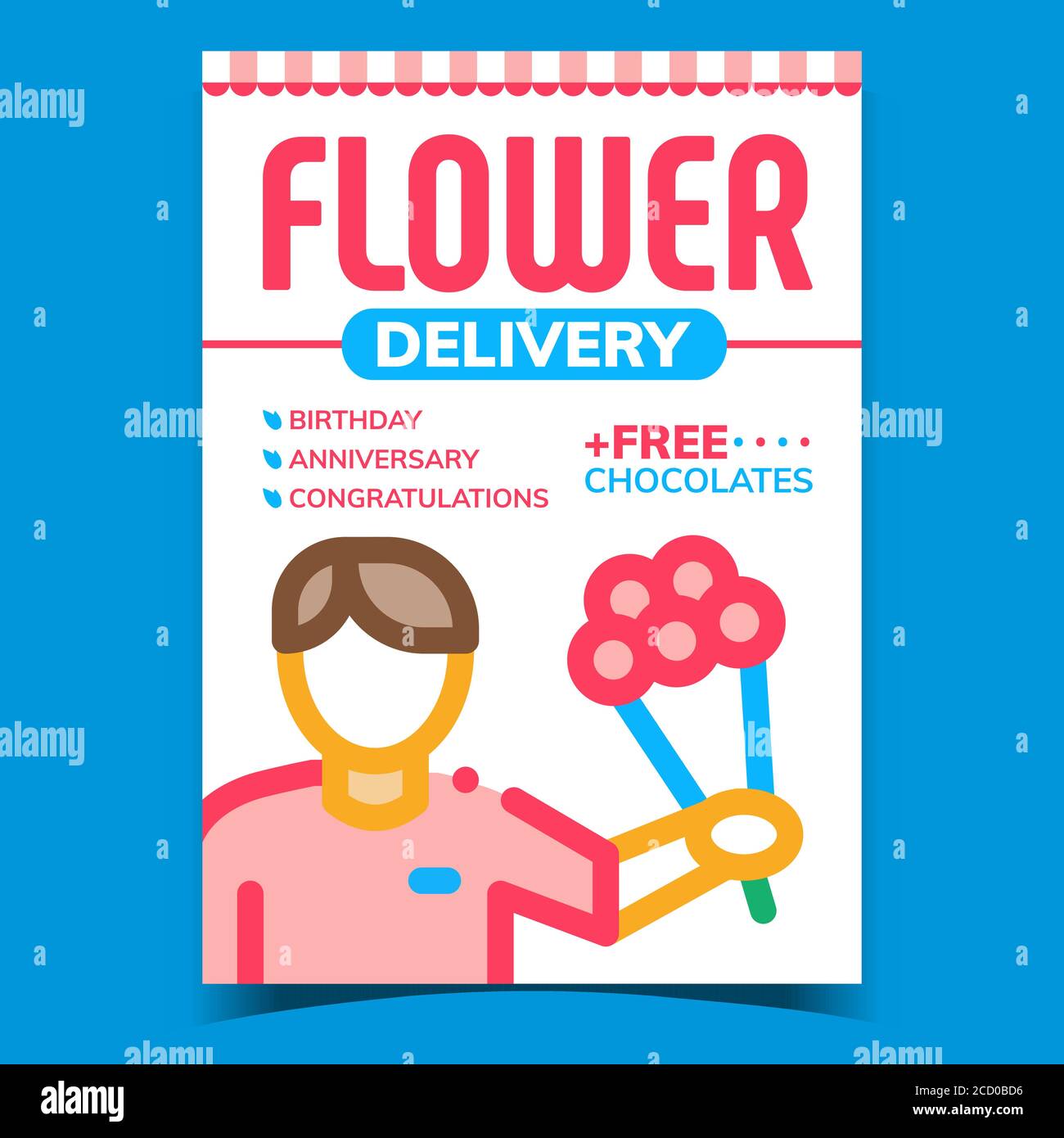 Flower Delivery Creative Advertising Banner Vector Stock Vector Image ...