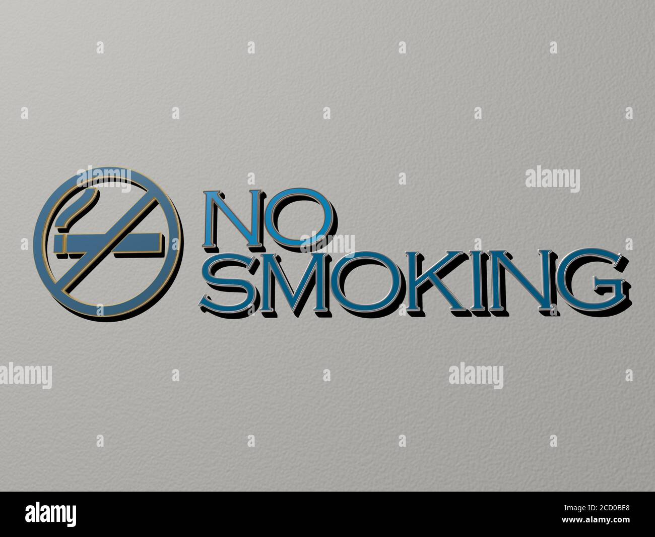 no smoking icon and text on the wall, 3D illustration Stock Photo - Alamy