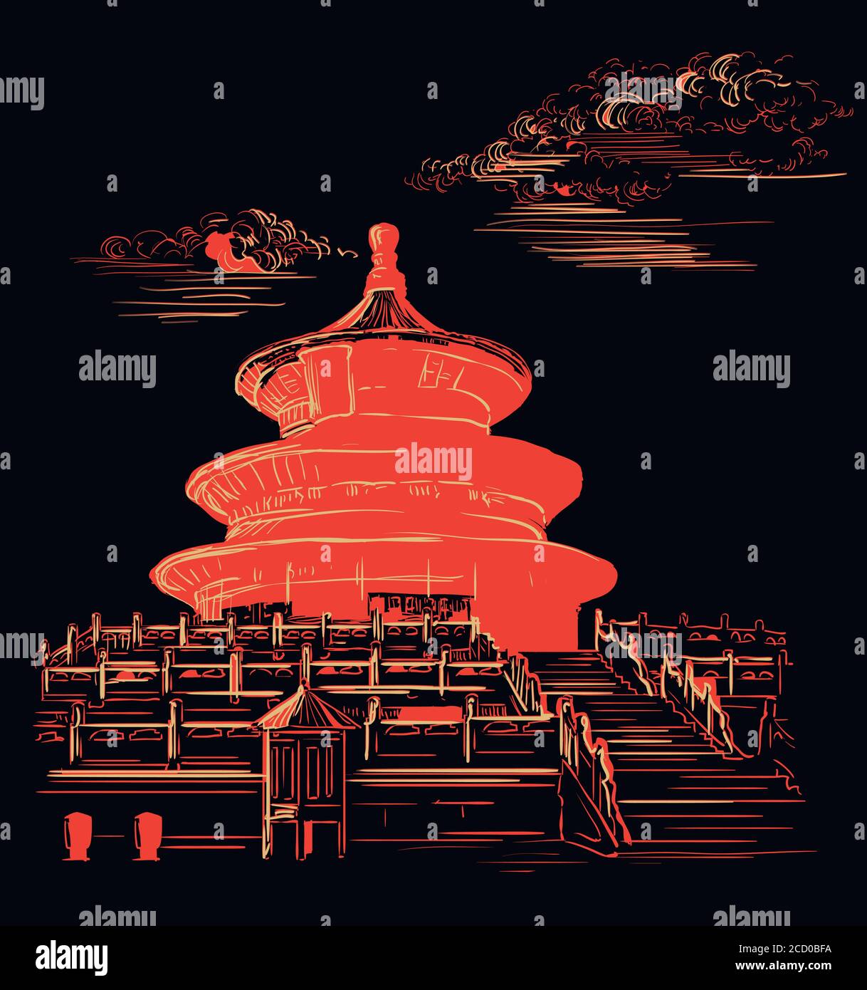 Vector Illustration.Temple of Heaven in Beijing, landmark of China ...