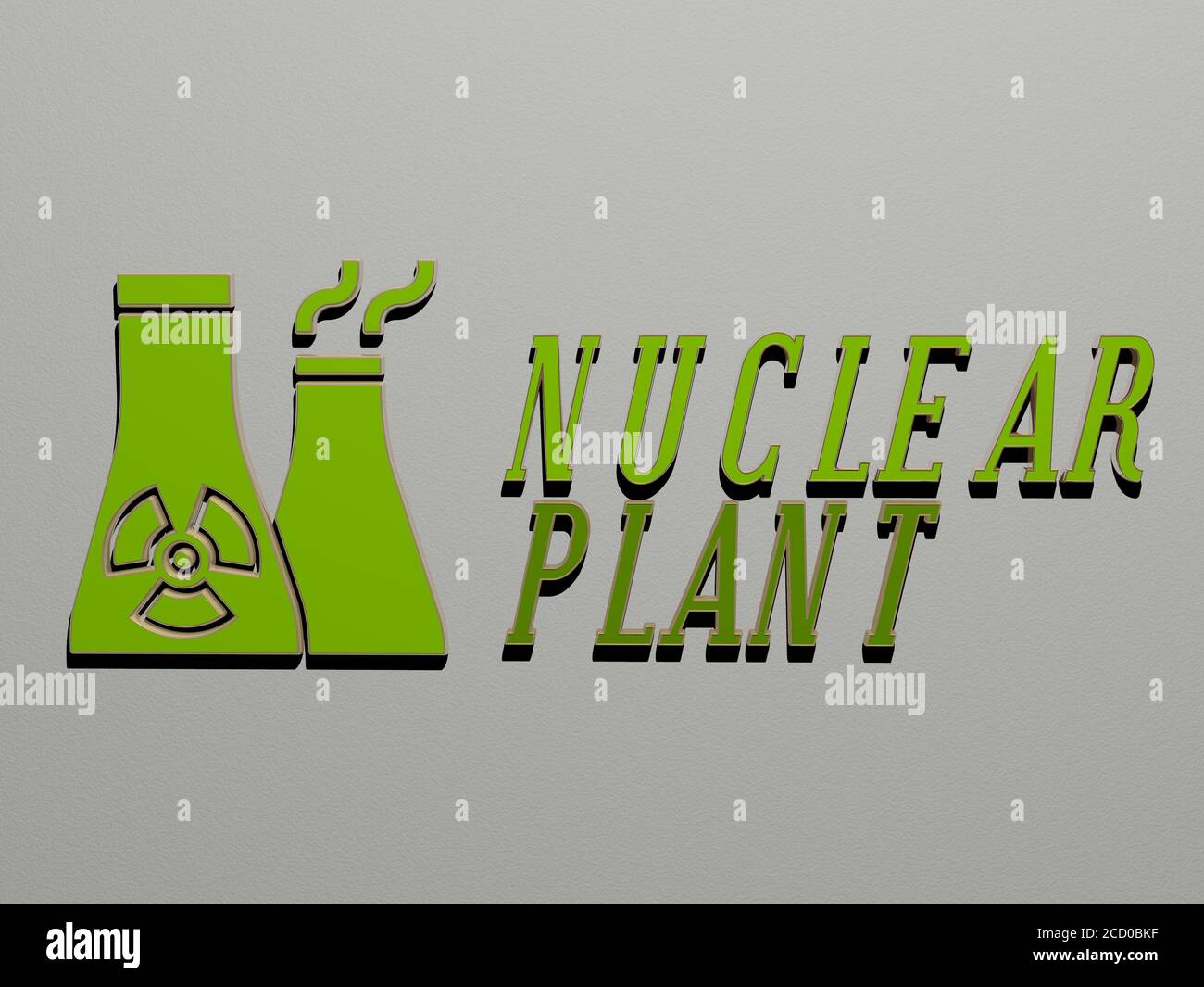nuclear plant icon and text on the wall, 3D illustration Stock Photo ...