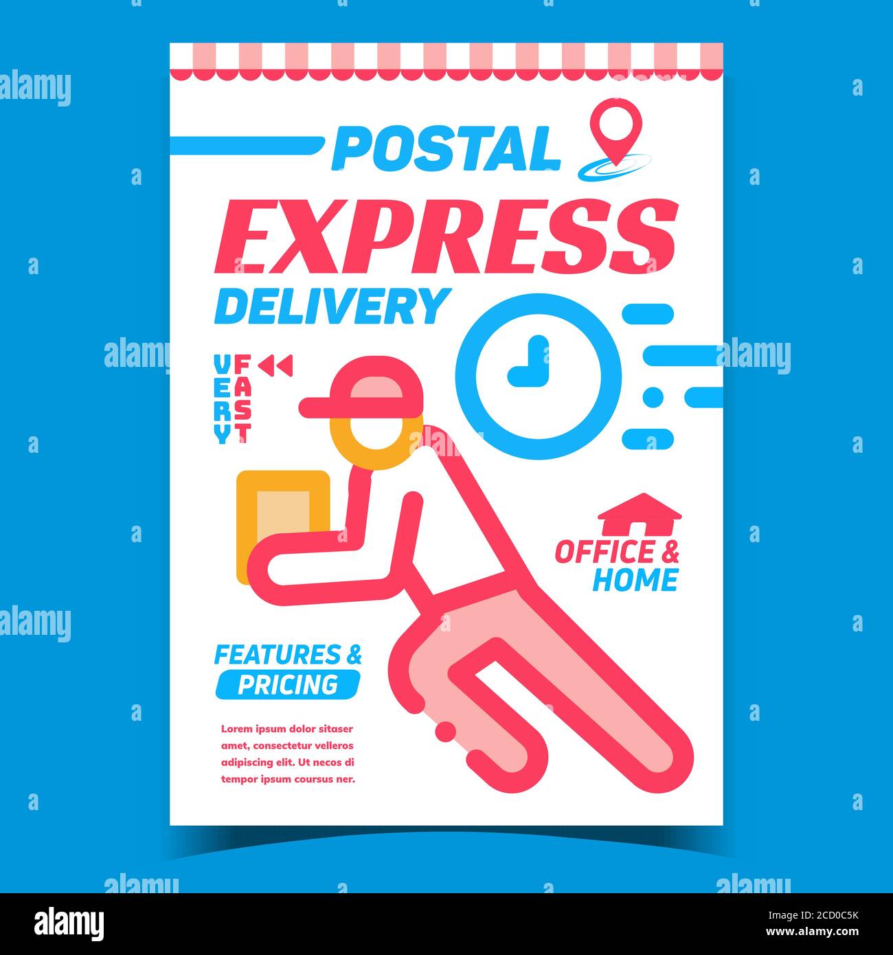 Postal Express Delivery Advertising Poster Vector Stock Vector Image ...