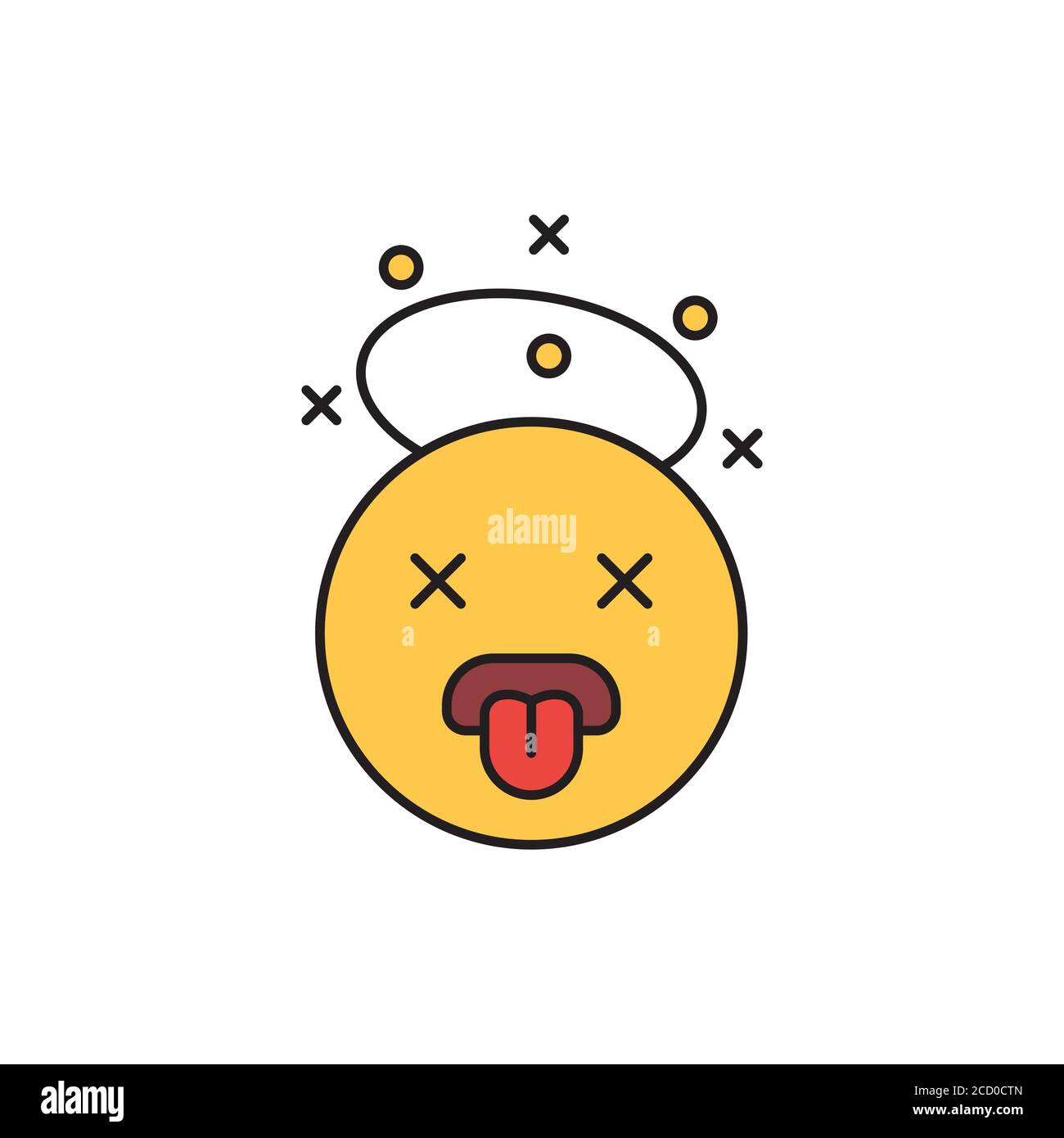 Dead emoticon vector icon symbol isolated on white background Stock ...