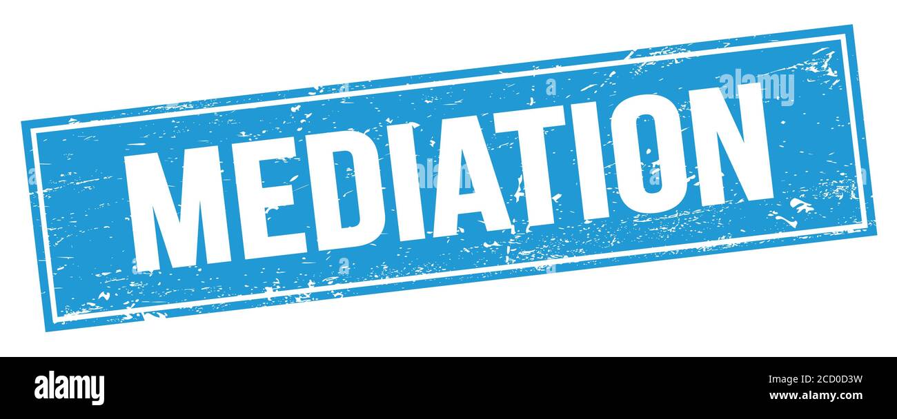 MEDIATION text on blue grungy rectangle stamp sign Stock Photo - Alamy
