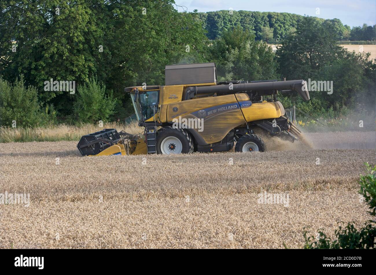 Combine harvester harvesting barley in Oxfordshire Stock Photo - Alamy