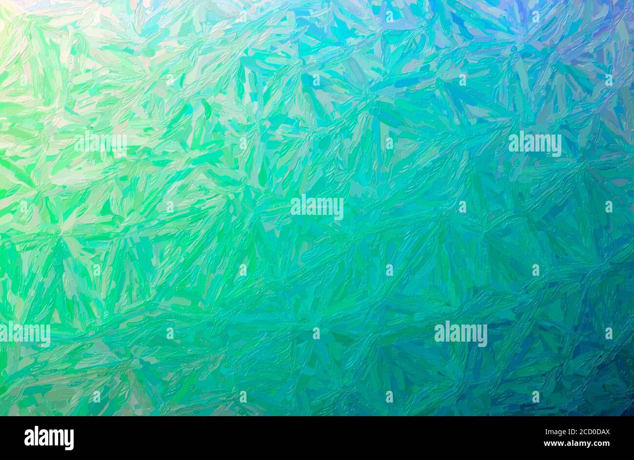 Abstract illustration of blue and green Large Color Variation Impasto ...
