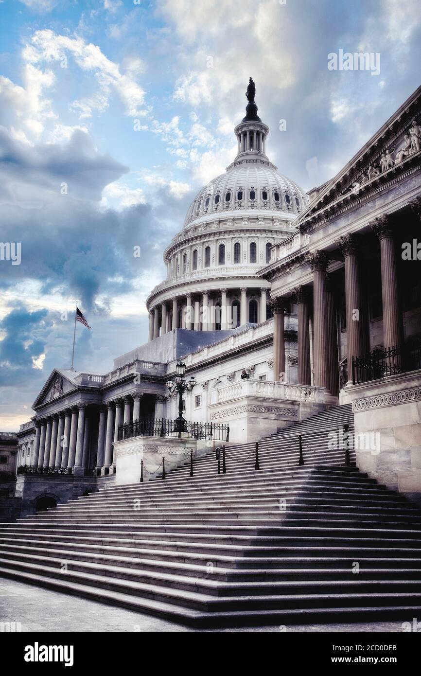 The US Capitol building in Washington, DC houses the House of ...