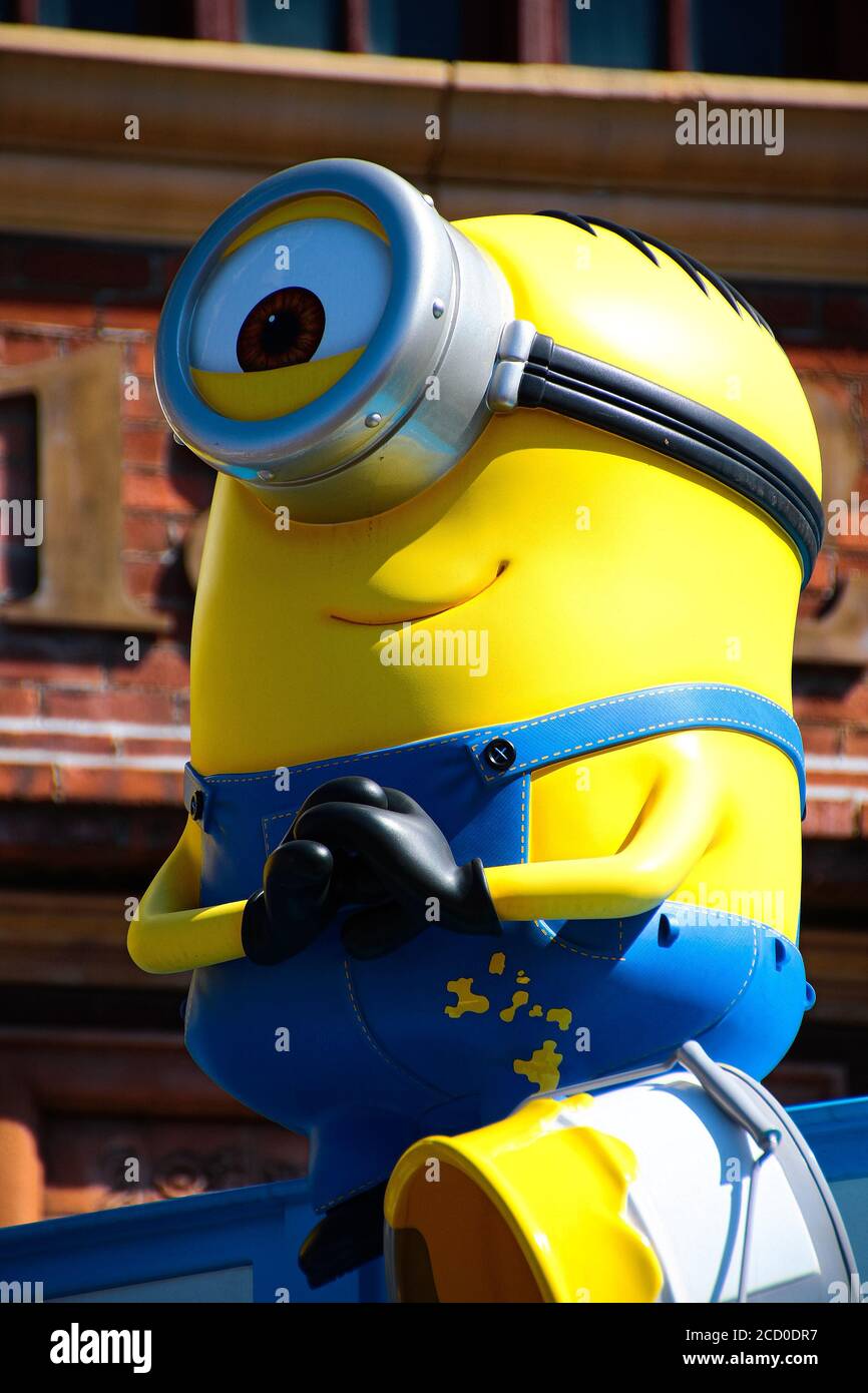 Statue of "HAPPY MINION", located in Universal Studios Japan, Osaka ...