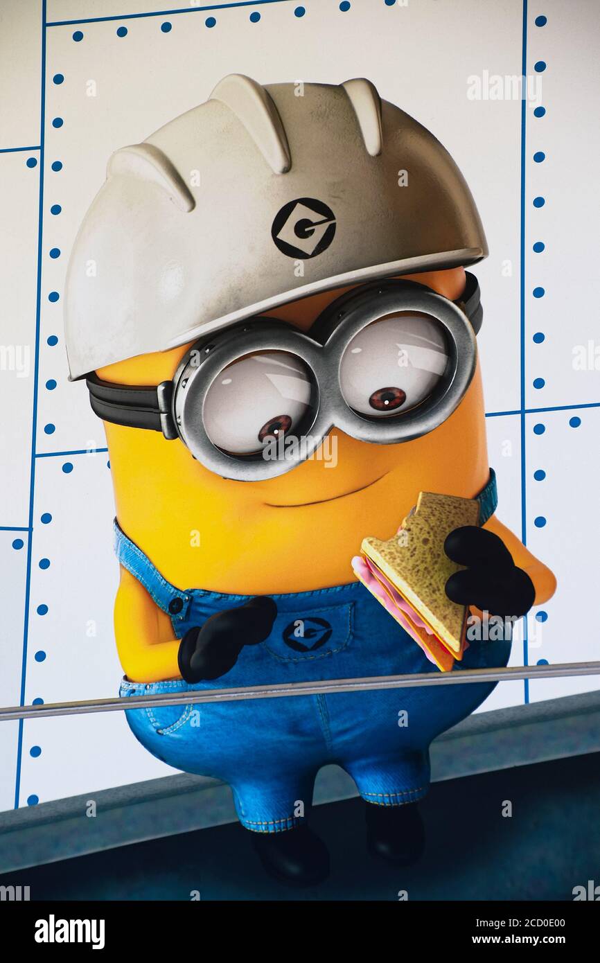 Statue of "HAPPY MINION", located in Universal Studios Japan, Osaka ...