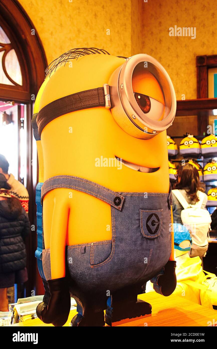 Statue of "HAPPY MINION", located in Universal Studios Japan, Osaka ...