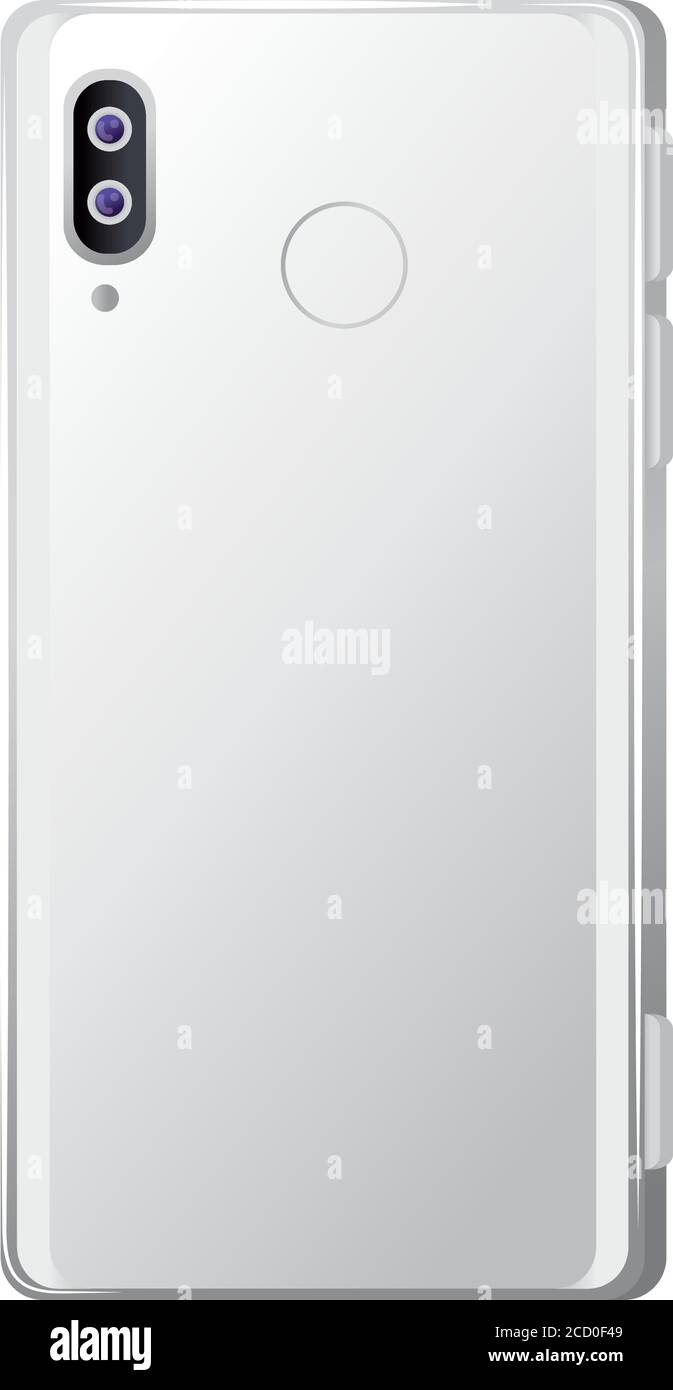 back view, realistic smartphone mockup of white color, in white ...