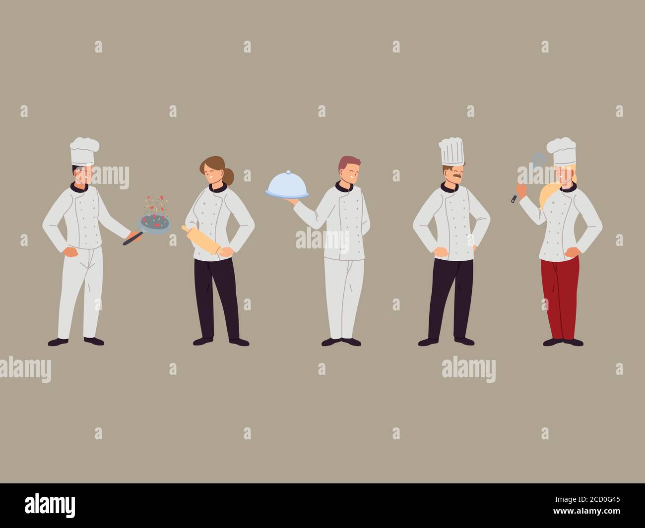 group of chefs with uniform in different poses vector illustration ...