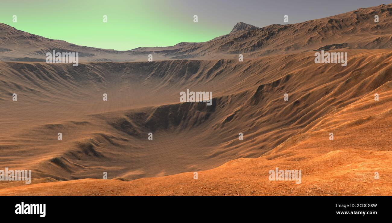 Martian Landscape with crater. Extremeley detailed and realistic high ...