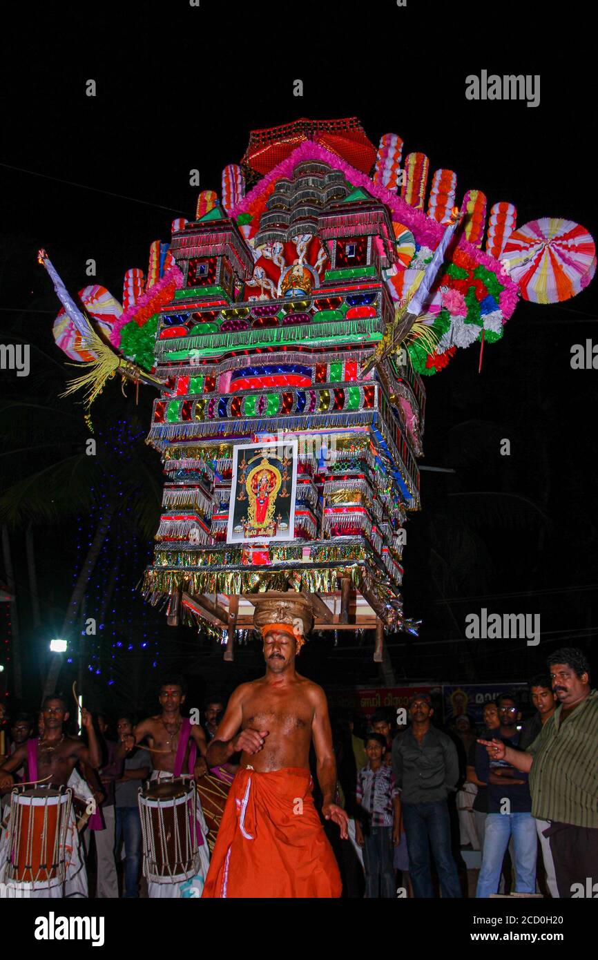 Kerala temple festival procession Stock Photo - Alamy