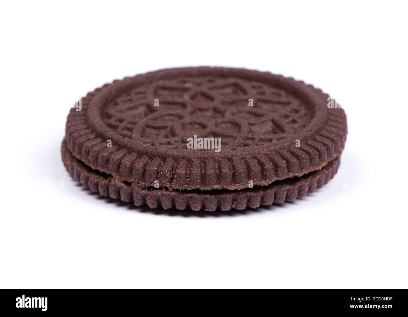 Double chocolate cookie with filling isolated on white background Stock ...