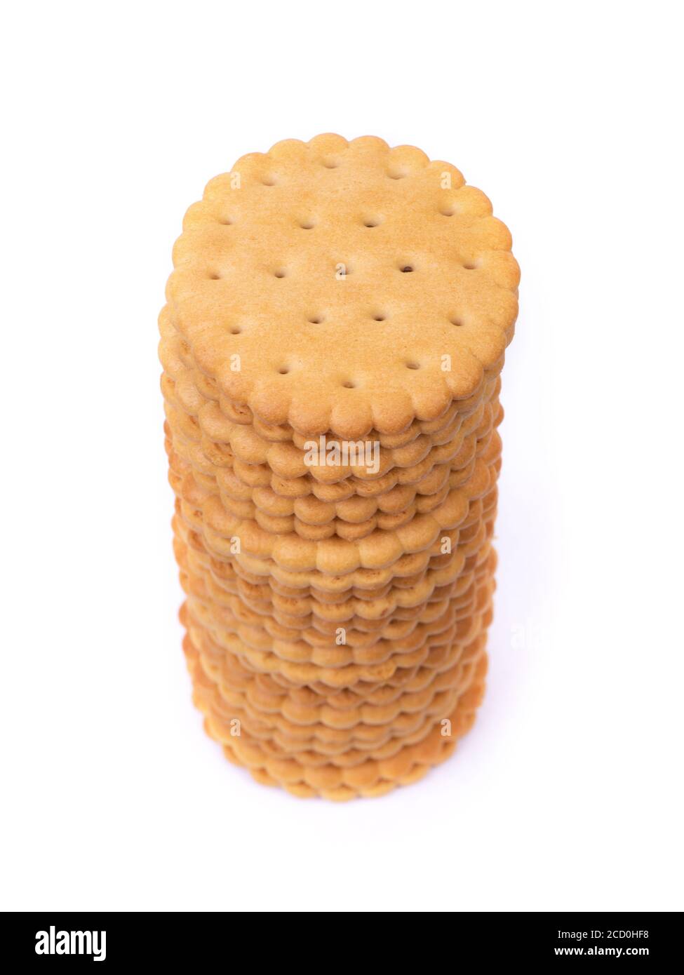 Stack of double round biscuit cookies isolated on white background ...