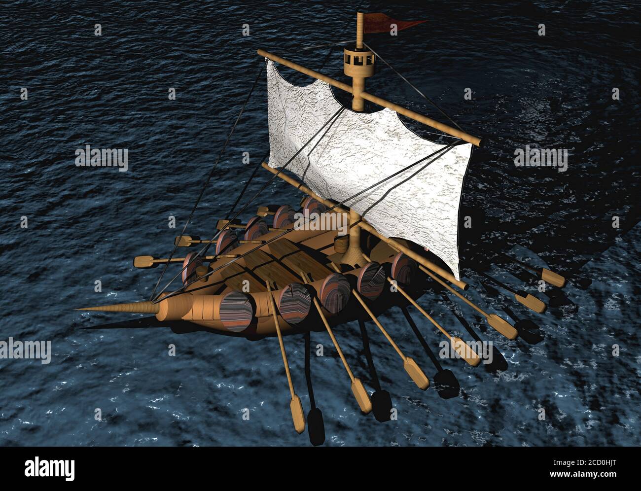 Simple 3D model of wooden ship Stock Photo - Alamy