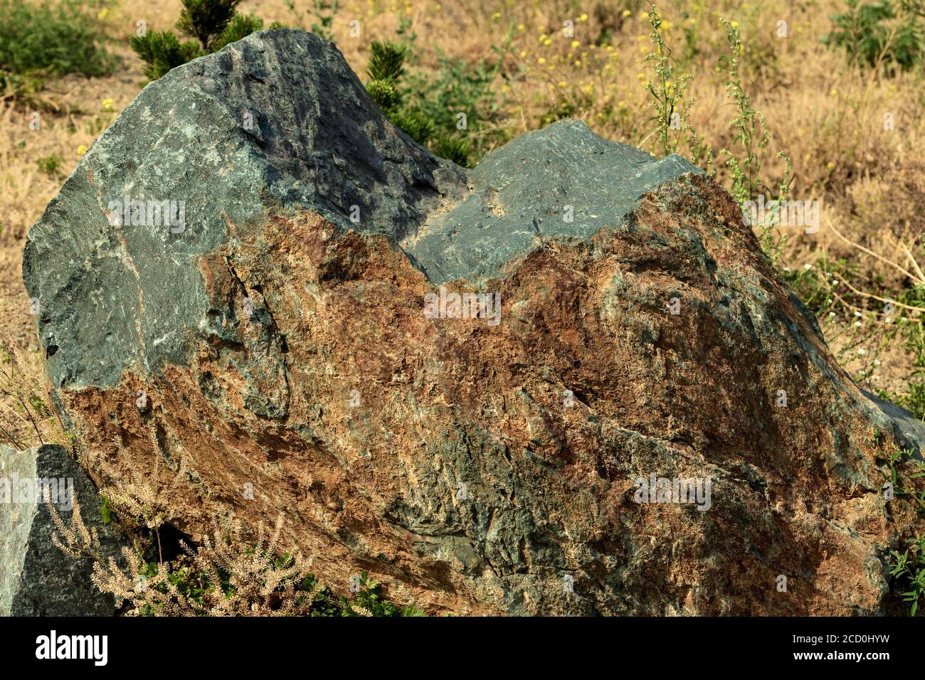Unusual shape large stone of different colors and shades Stock Photo ...