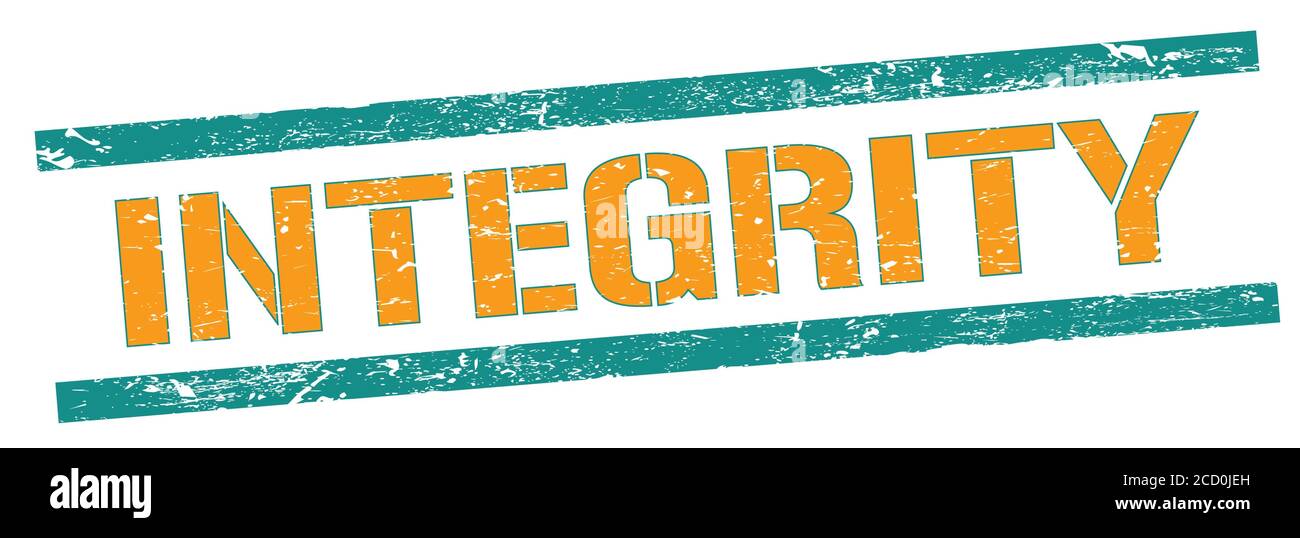 INTEGRITY text on blue orange grungy lines stamp sign Stock Photo - Alamy