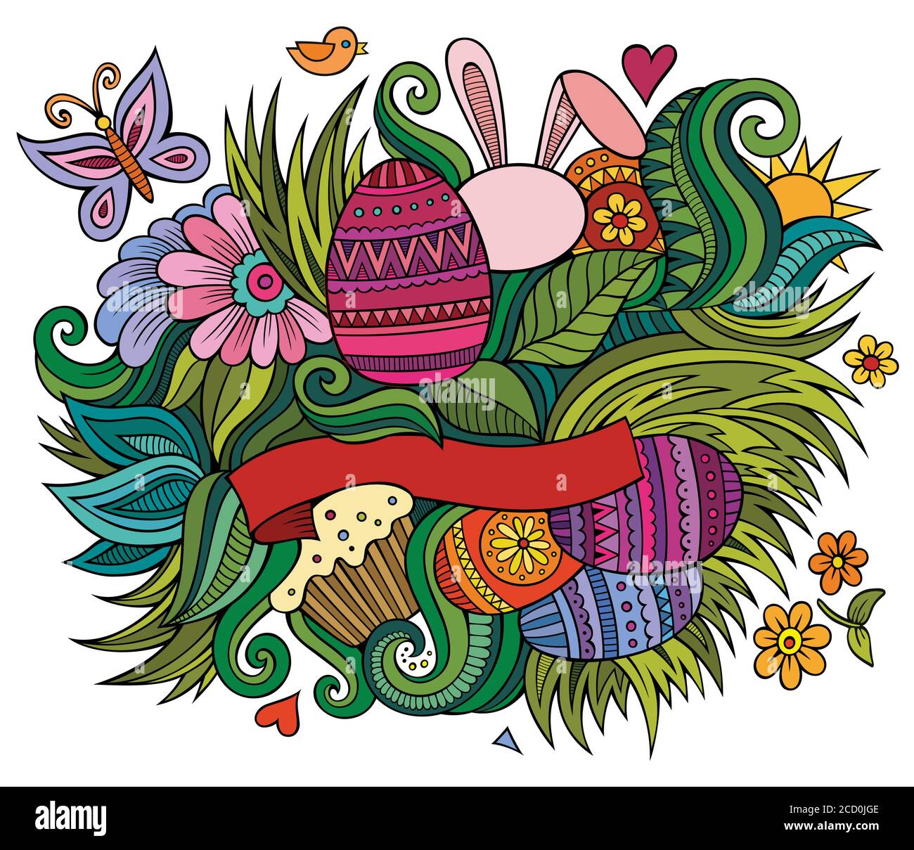 Easter hand drawn cartoon doodles illustration. Funny holiday design ...