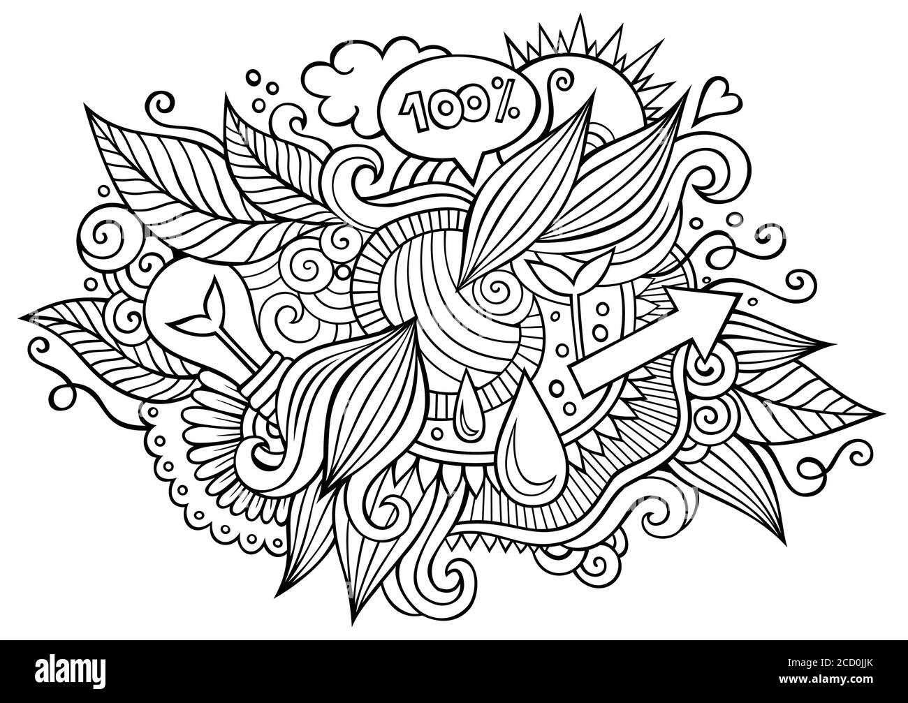 Eco hand drawn cartoon doodles illustration. Funny ecology design Stock ...