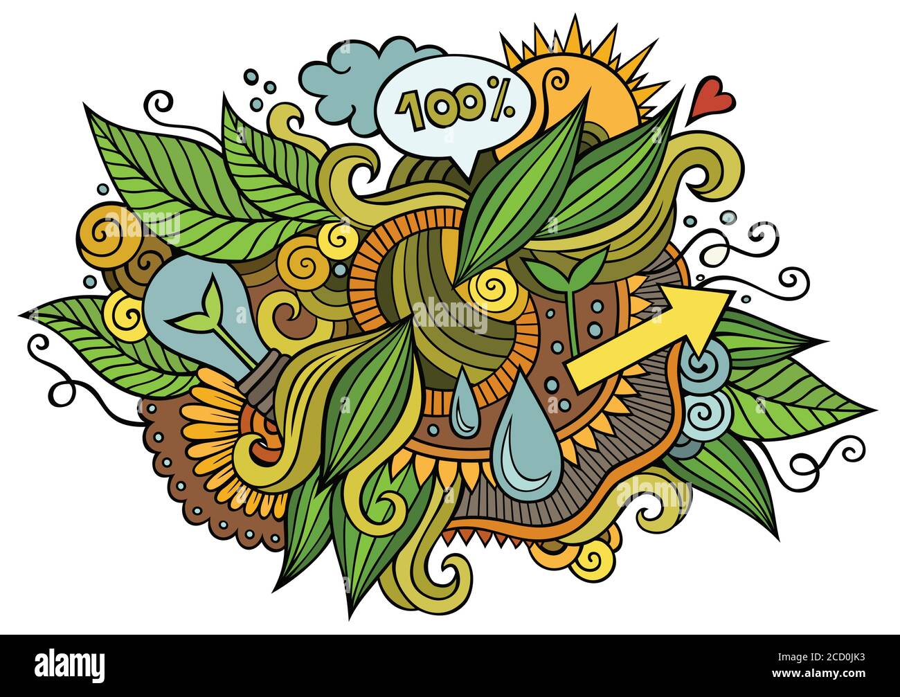 Eco hand drawn cartoon doodles illustration. Funny ecology design Stock ...