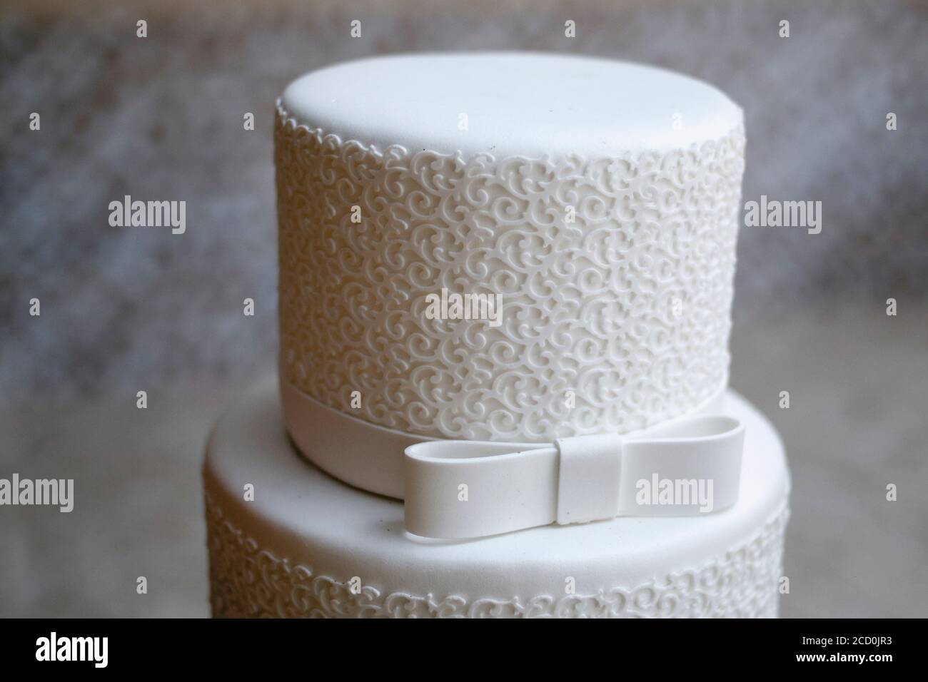 beautiful white party cake decorated with textures Stock Photo - Alamy