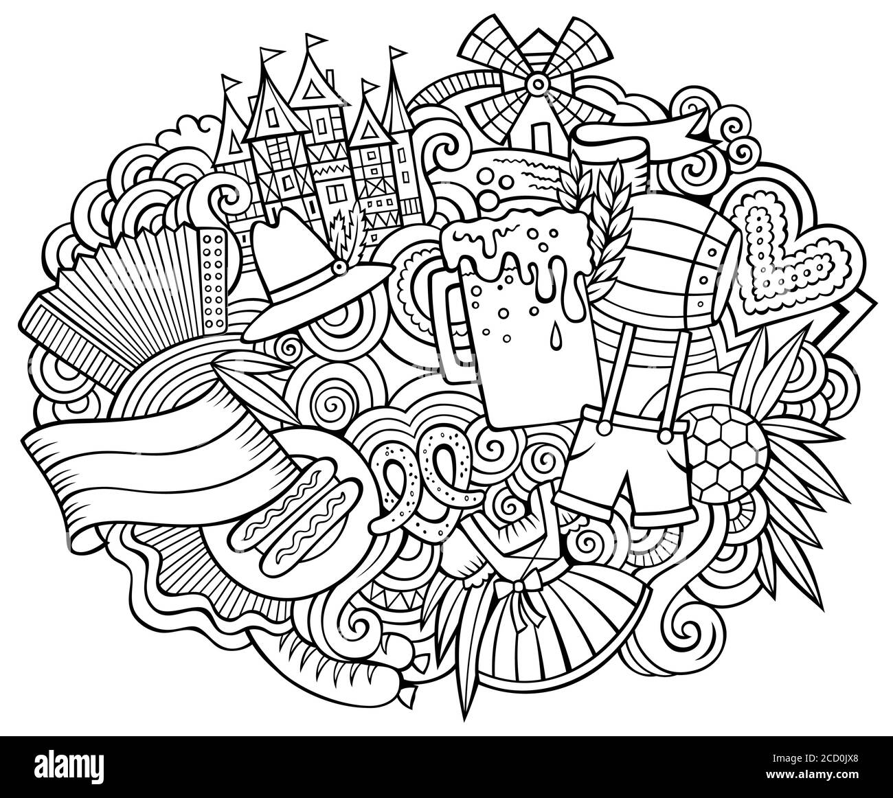 Germany hand drawn cartoon doodles illustration. Funny travel design ...