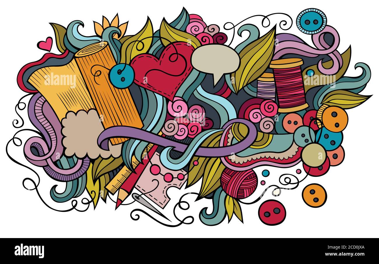 Handmade hand drawn cartoon doodles illustration. Funny hobby design ...