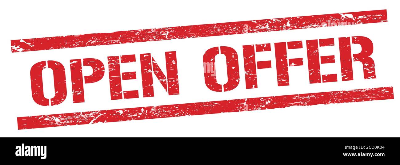 OPEN OFFER red grungy lines stamp sign Stock Photo - Alamy