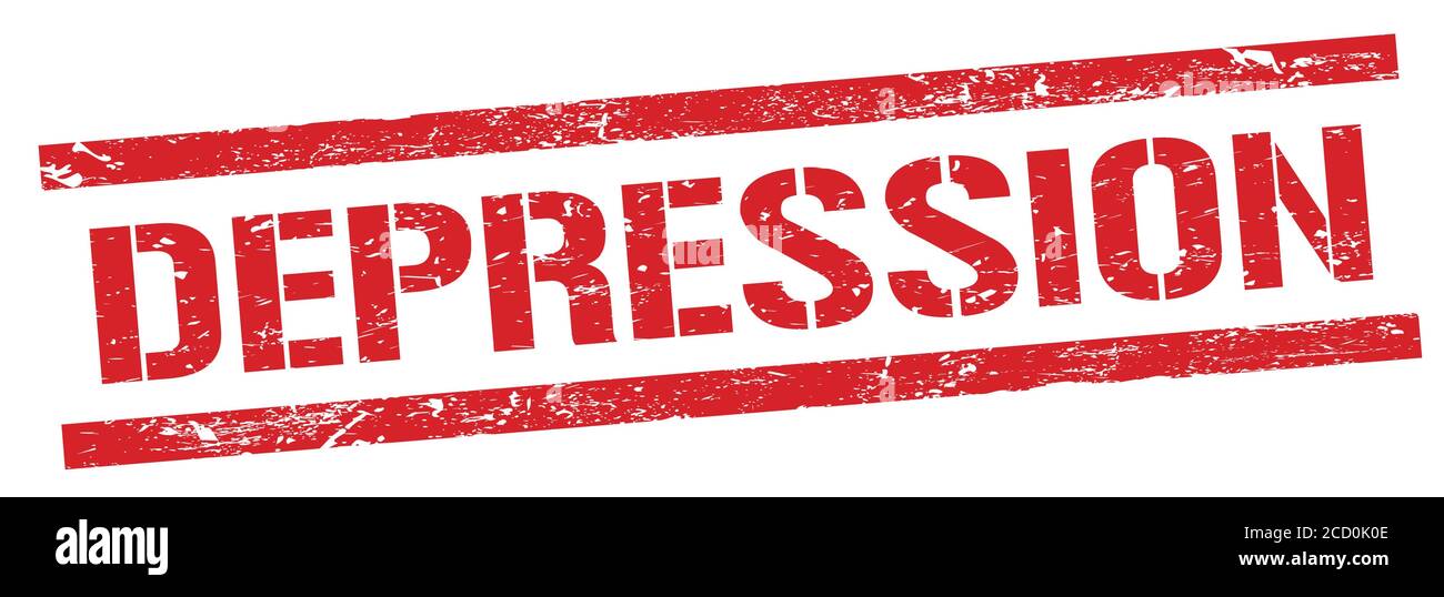 DEPRESSION red grungy lines stamp sign Stock Photo - Alamy