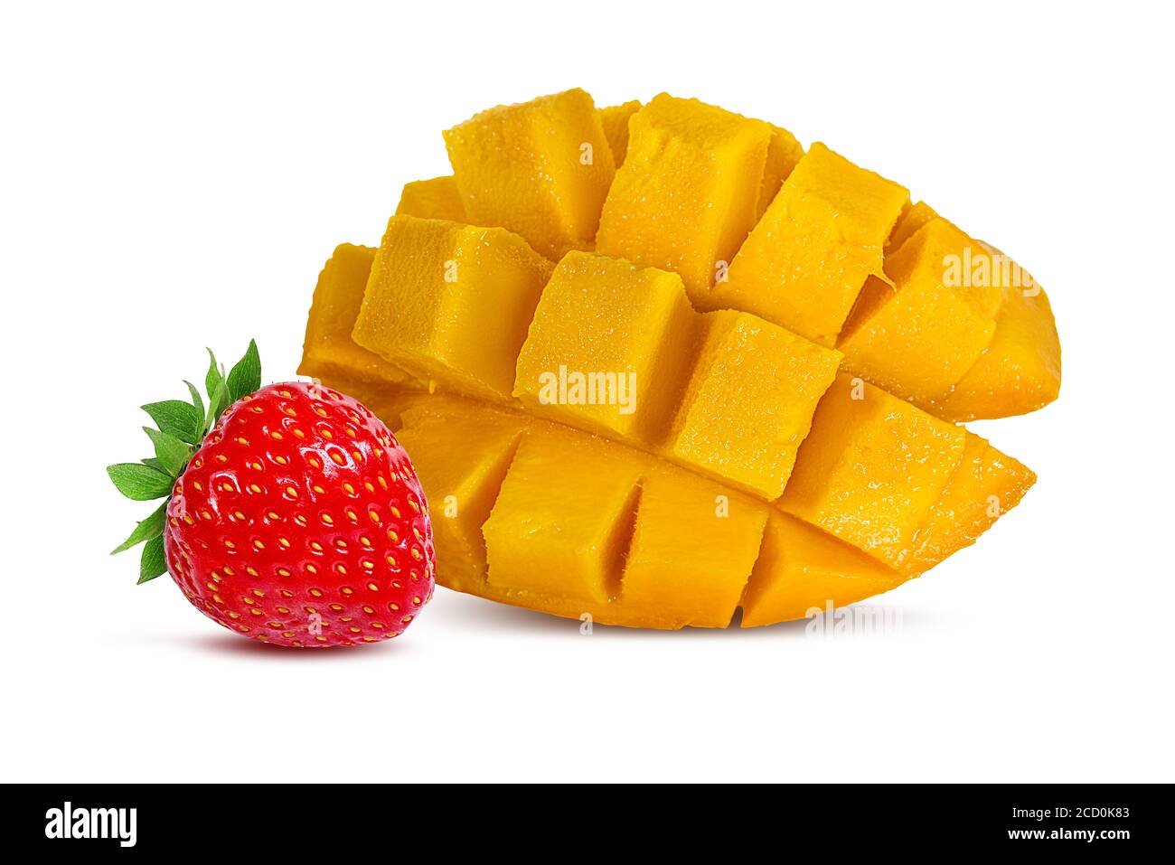 strawberry and mango isolated on white background Stock Photo - Alamy