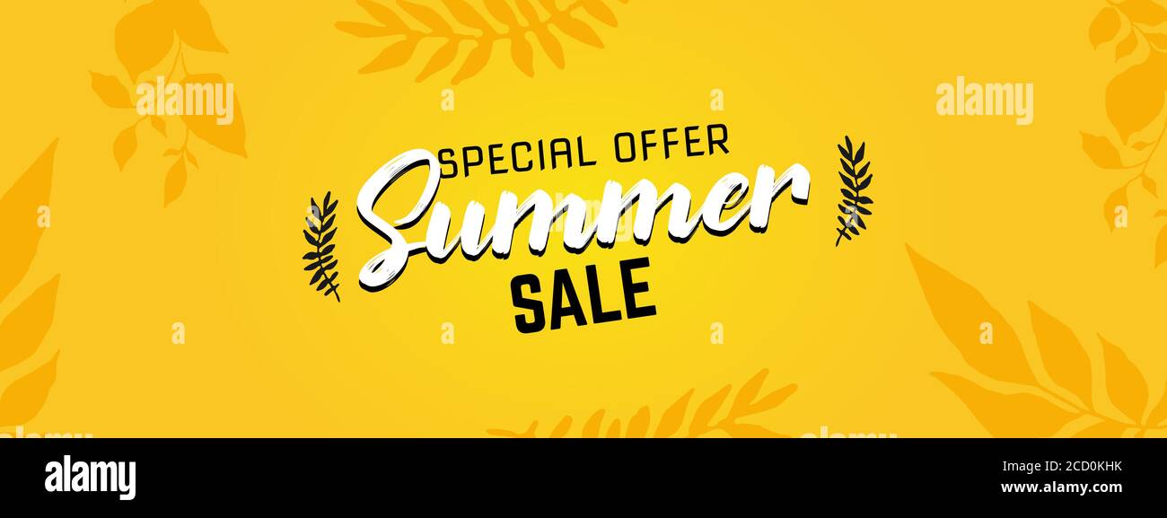 summer sale banner design with pattern leaf vector Stock Vector Image ...