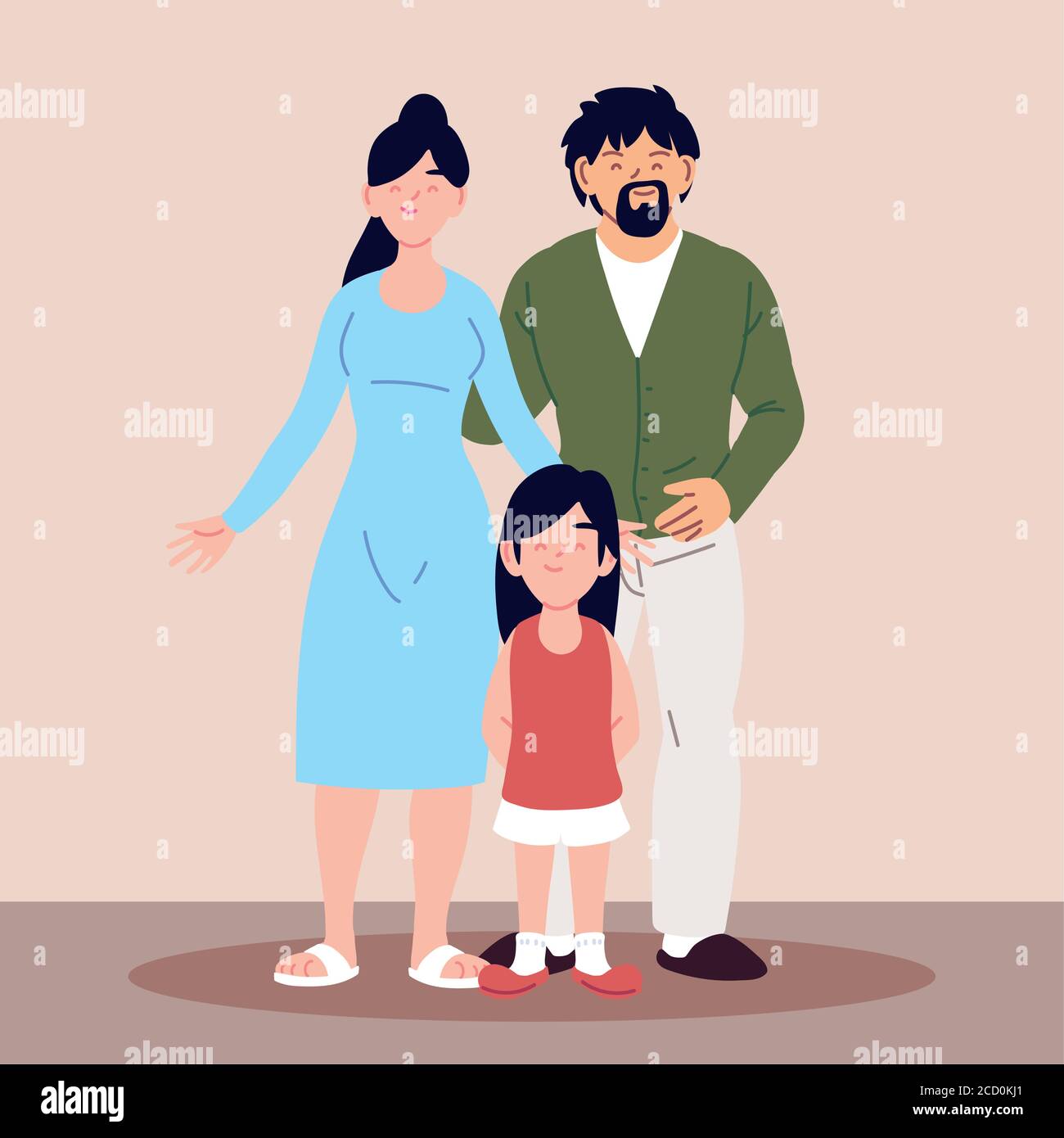 happy family, parents with daughter vector illustration design Stock ...