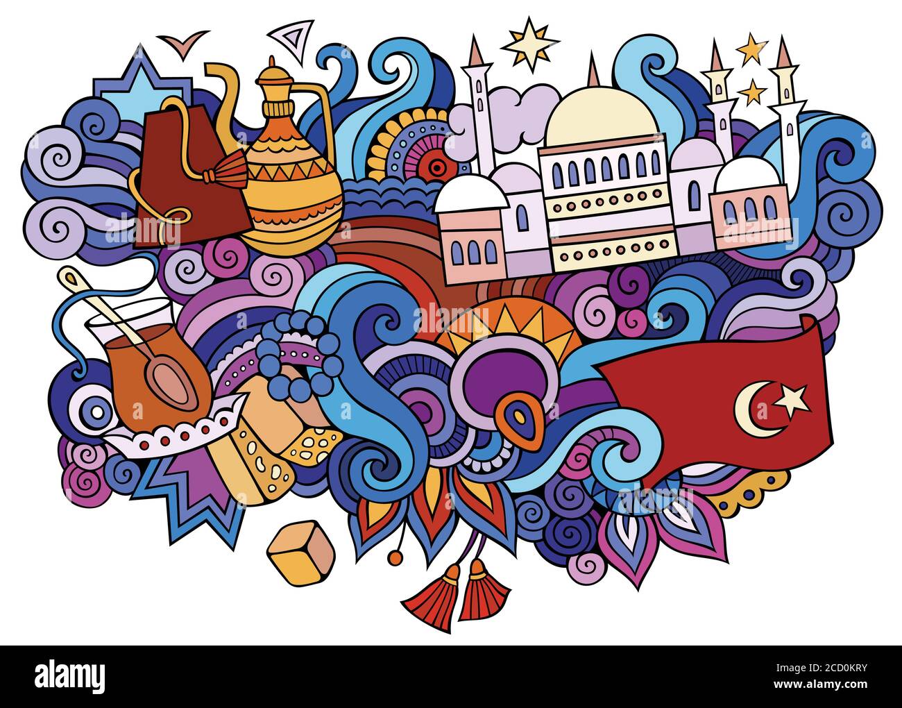 Turkey hand drawn cartoon doodles illustration. Funny travel design ...
