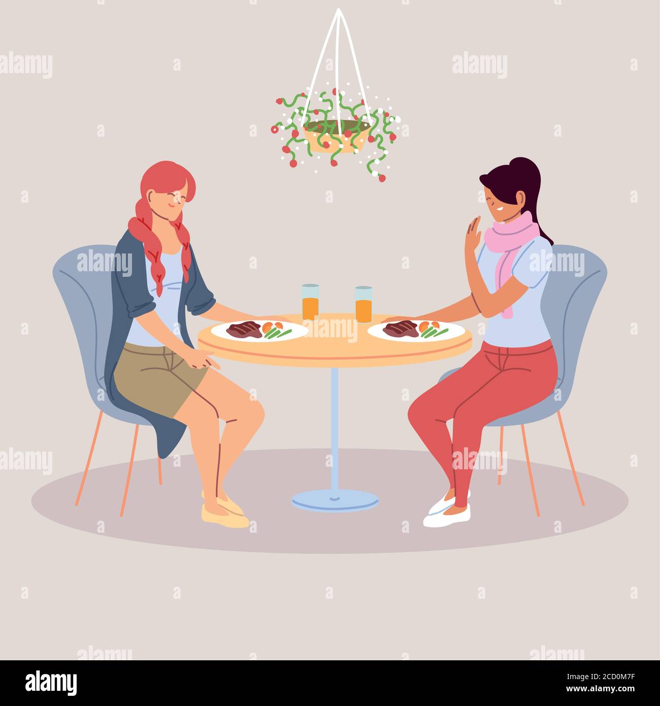 Women having dinner in restaurant Stock Vector Images - Alamy