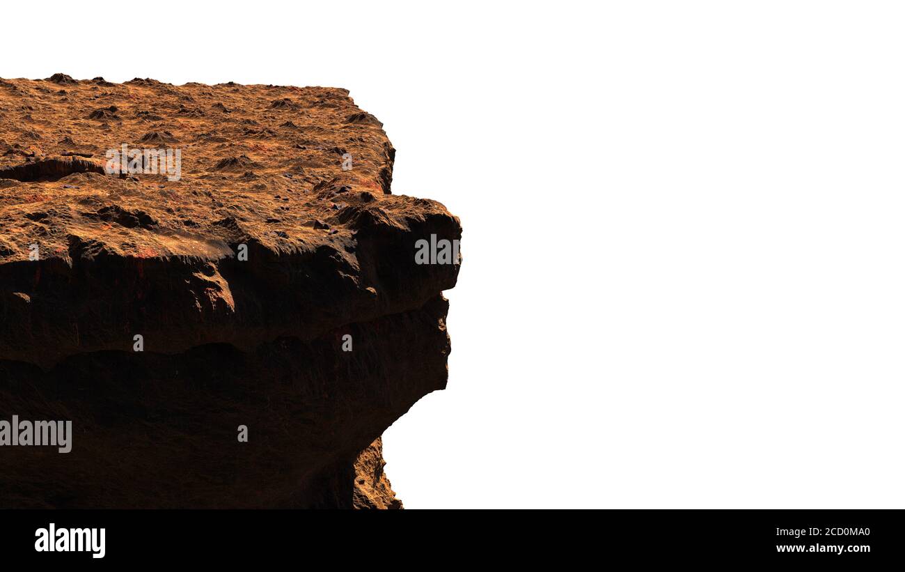 cliff stone isolated on white background, top of the mountain Stock ...