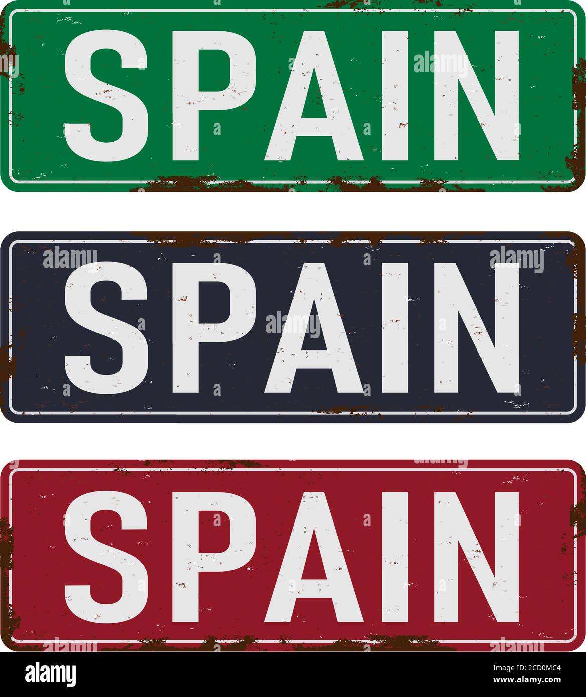 Unique retro tin sign collection of Spain. Vintage vector souvenir sign ...