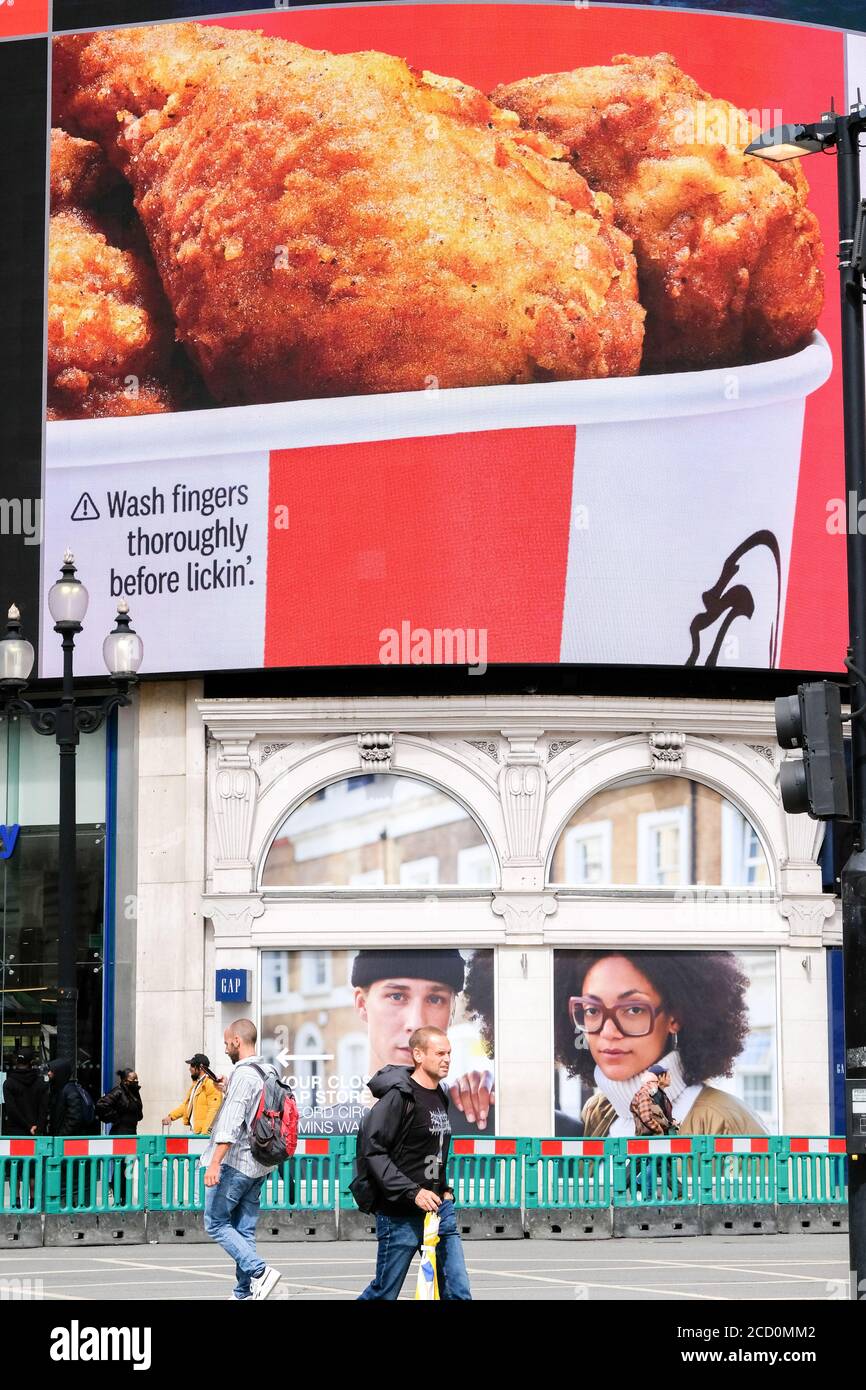 Piccadilly Circus, London, UK. 25th August 2020. KFC is dropping its ...