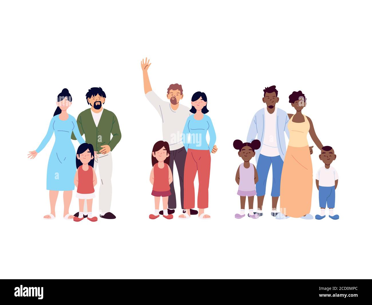set of families, group of families together vector illustration design ...