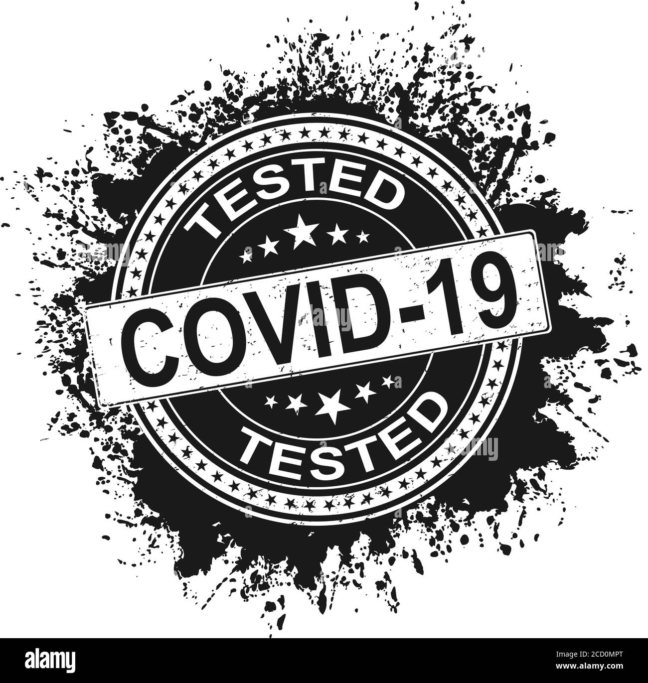 Mass testing covid-19 . black grunge stamp. vector on white background ...
