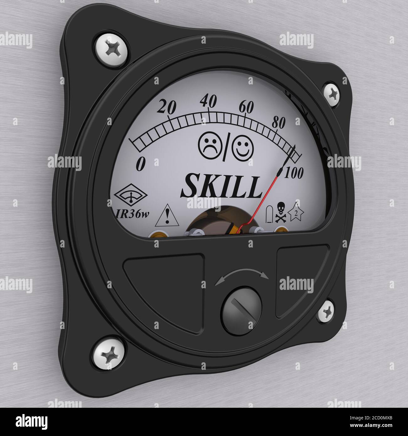 Indicator of skill. Analog indicator showing the level of skill in ...